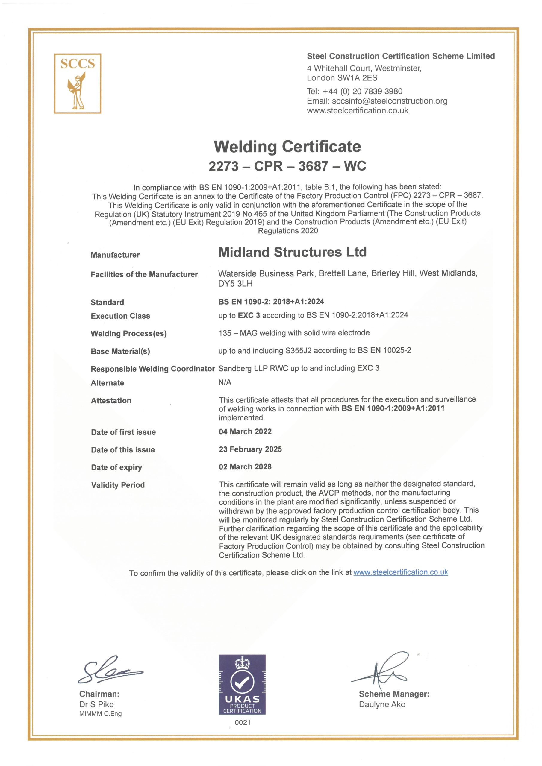 Accreditations | Midland Structures Steelwork Standards